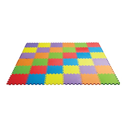 Edushape Foam Play Mat for Baby - Foam Interlocking Floor Mats with Solid Colors, Edges and Corners - Thick, Textured, Soft Foam Floor Mats for Kids, Babies and Toddlers