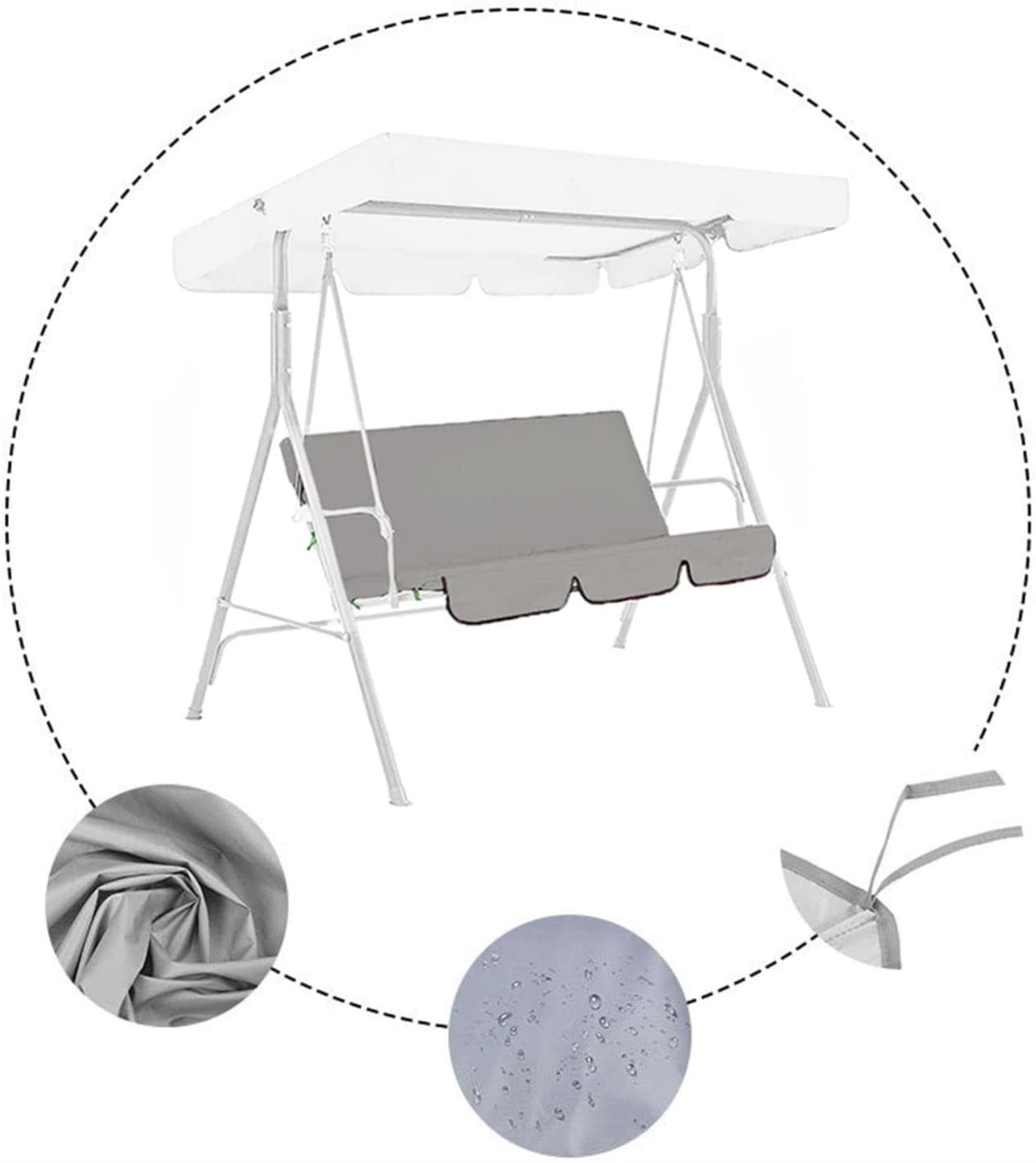 BTURYT Waterproof Swing Seat Cover,Swing Cushion Cover Replacement,Dustproof Protective Covers for 3 Seat Garden Swing Chair Cushions-(Chair Cover only)