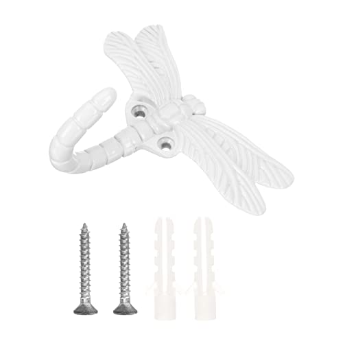 ARTIBETTER 2 Sets Dragonfly Hook Wall Art Key Holders Laundry Utility Wall Racks Dragonfly Decorative Hook Hat Rack Heavy Duty Hook Dragonfly Key Hanger Clothing White Hand Towel Wrought Iron