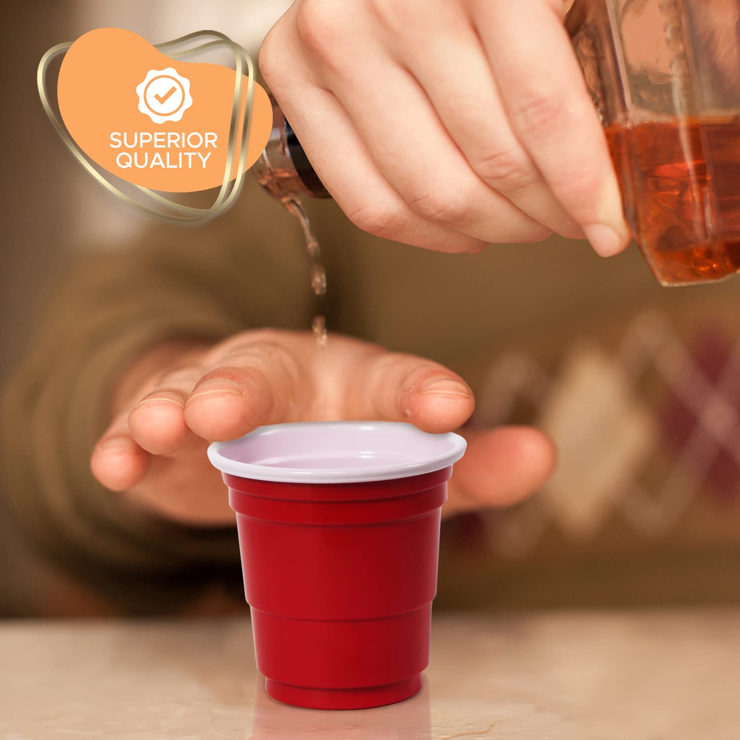 WHISC Disposable Shot Glasses [Pack of 100] - 2oz Red Plastic Shot Cups- Jello Shot, Party, Birthdays, Graduations, Bachelorette, BBQs & More- Mini Tasting/Sample Cups