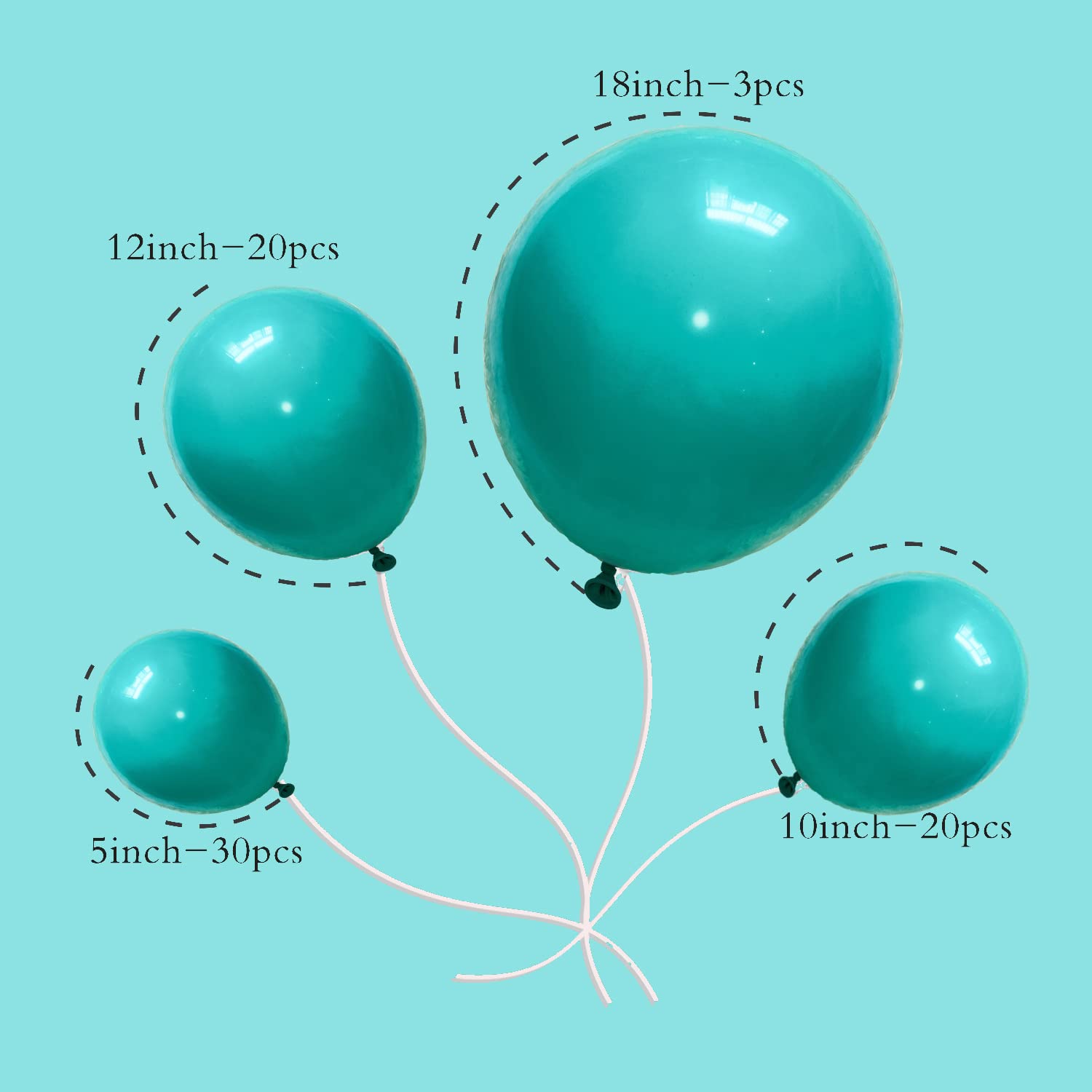 Teal Balloons Happy Birthday Decoration 73pcs 5/10/12/18 inch Assorted Sizes Turquoise Tropical Hawaii Flamingo Party Balloons