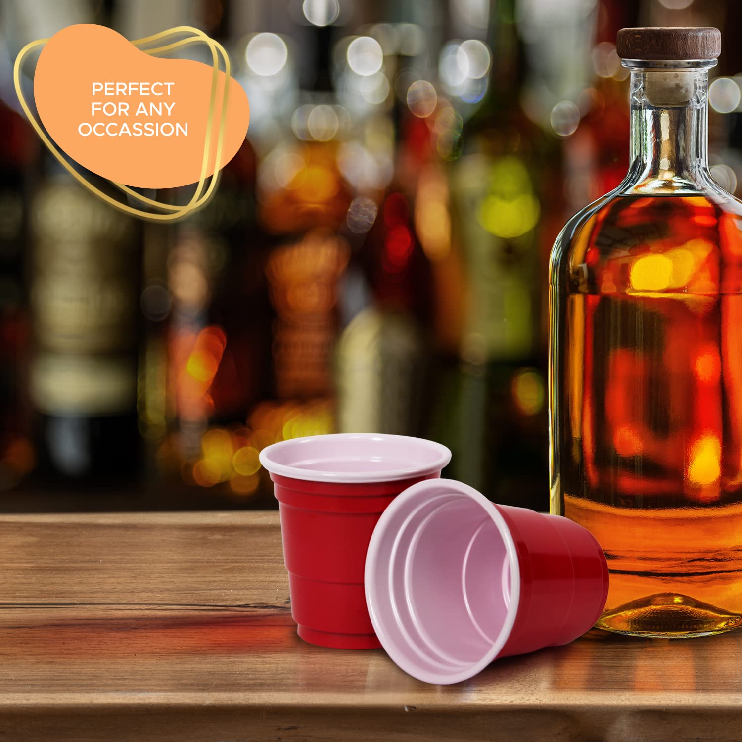 WHISC Disposable Shot Glasses [Pack of 100] - 2oz Red Plastic Shot Cups- Jello Shot, Party, Birthdays, Graduations, Bachelorette, BBQs & More- Mini Tasting/Sample Cups