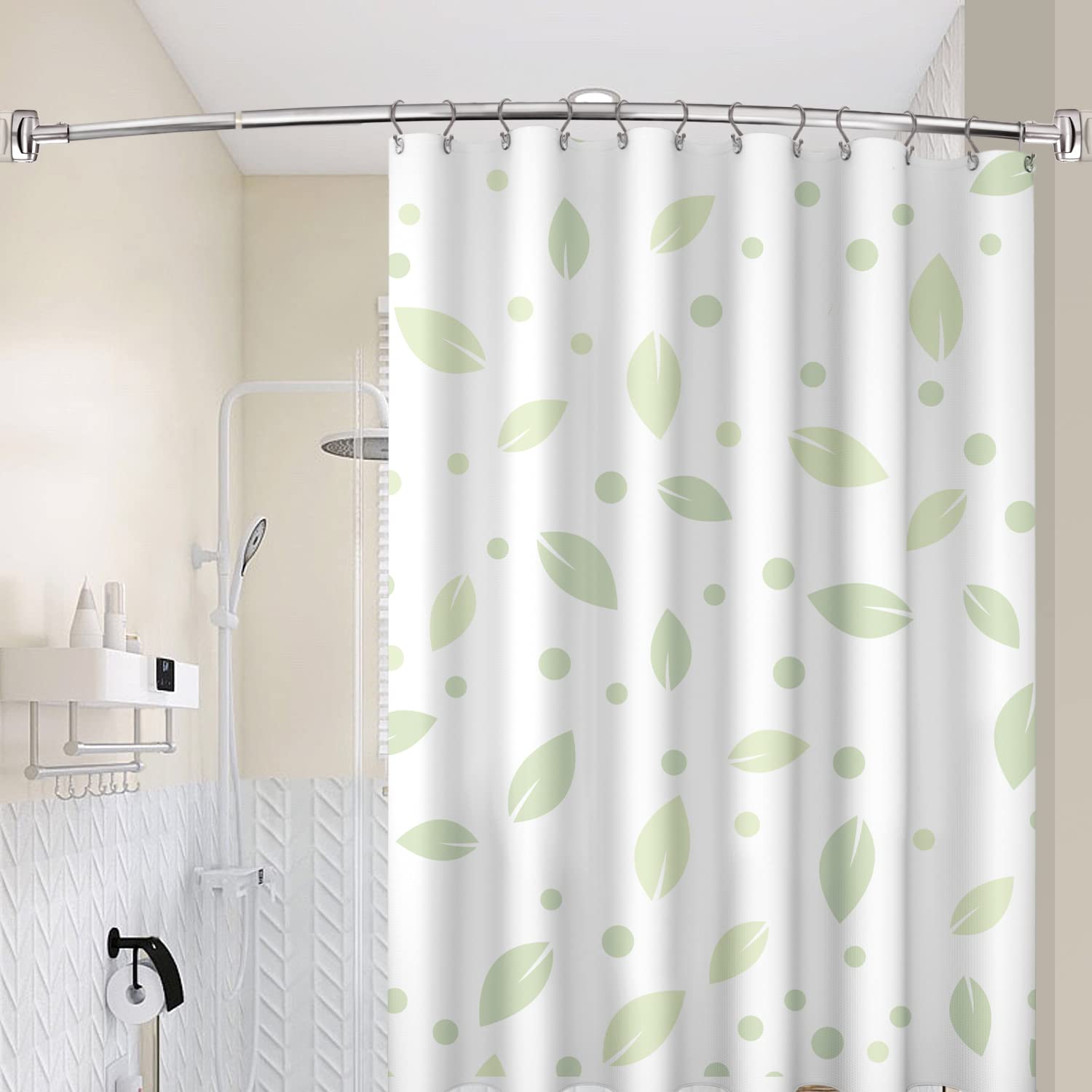 TOPROD Shower Curtain Hooks Rings, Double Sided Shower Curtain Hooks, Stainless Steel Shower Hooks Rust Proof for Bathroom Shower Curtain Rod Curtains, Free Gliding, Brushed Nickel, Set of 12
