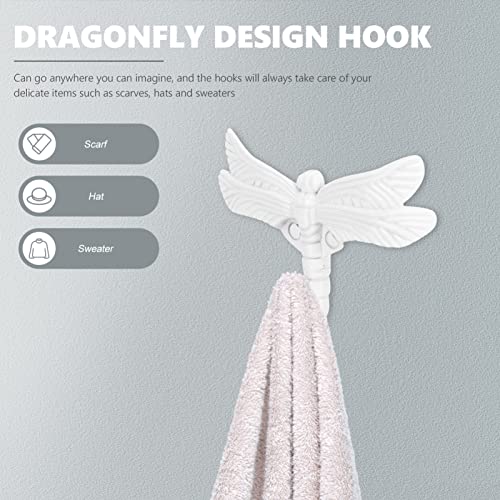 ARTIBETTER 2 Sets Dragonfly Hook Wall Art Key Holders Laundry Utility Wall Racks Dragonfly Decorative Hook Hat Rack Heavy Duty Hook Dragonfly Key Hanger Clothing White Hand Towel Wrought Iron