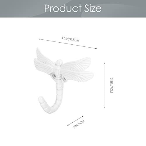 ARTIBETTER 2 Sets Dragonfly Hook Wall Art Key Holders Laundry Utility Wall Racks Dragonfly Decorative Hook Hat Rack Heavy Duty Hook Dragonfly Key Hanger Clothing White Hand Towel Wrought Iron