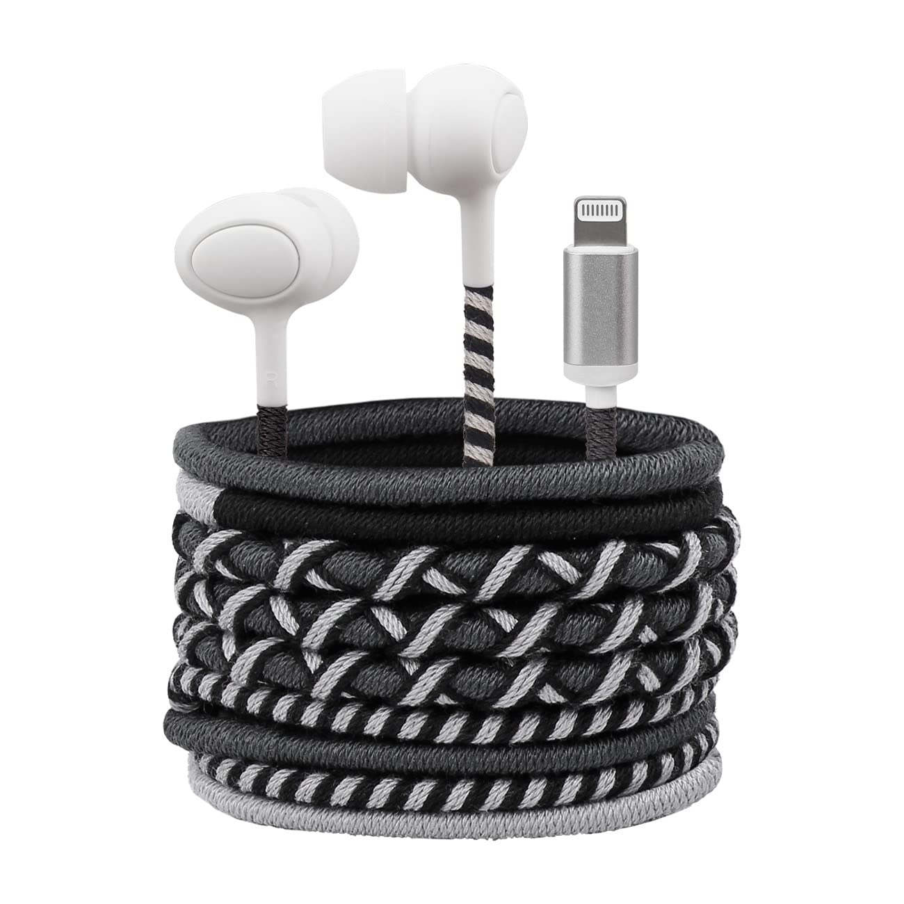 URIZONS Rope Braided Earphones with Mic, Kids Earbuds, in-Ear Lighting Headphones,Tangle-Free Cord Wrapped for iPhone 7, 8,11,12.14,XR MAX