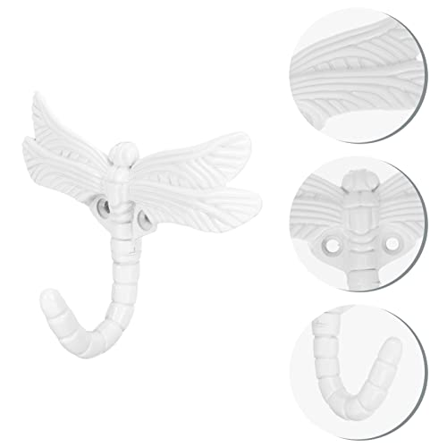 ARTIBETTER 2 Sets Dragonfly Hook Wall Art Key Holders Laundry Utility Wall Racks Dragonfly Decorative Hook Hat Rack Heavy Duty Hook Dragonfly Key Hanger Clothing White Hand Towel Wrought Iron