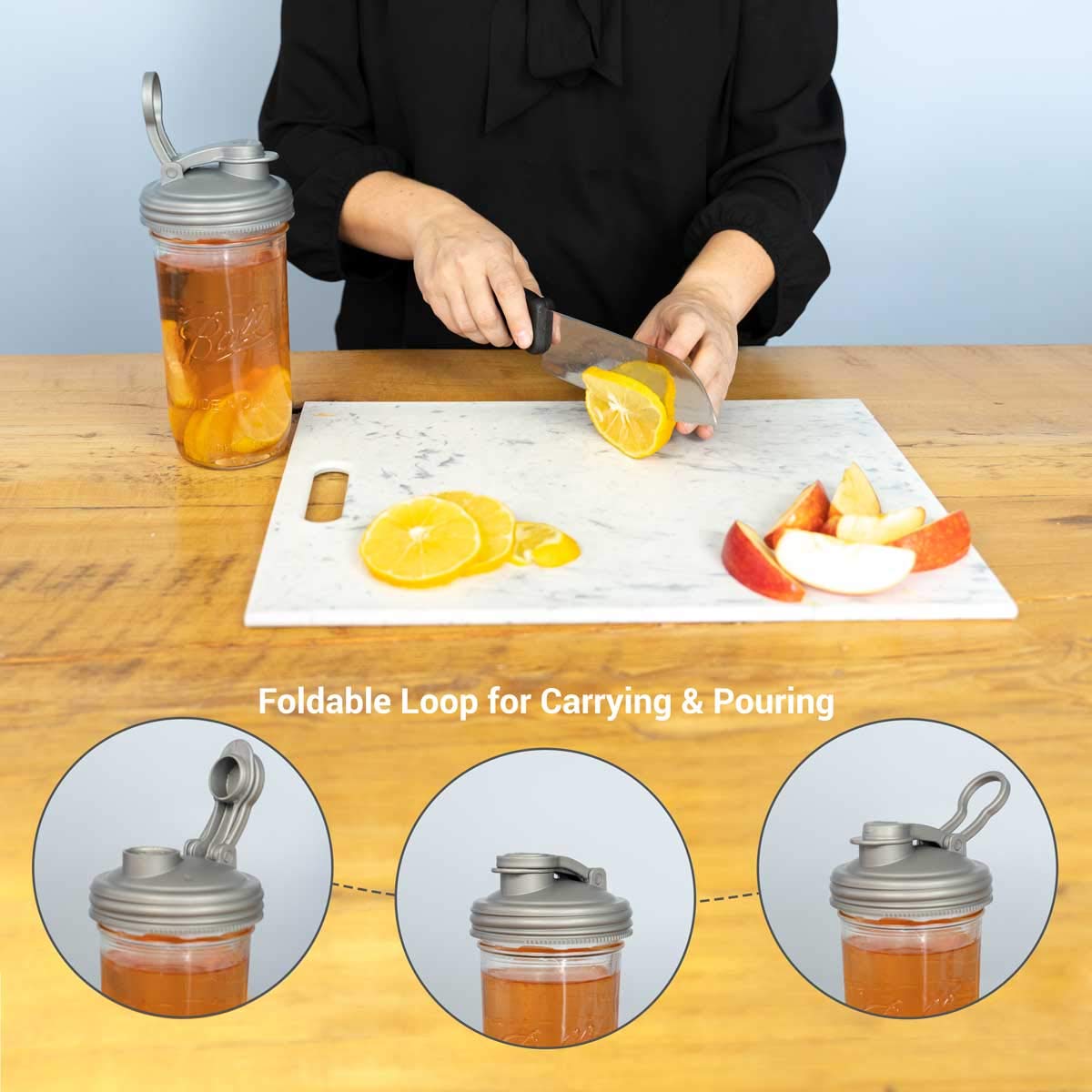 reCAP Mason Jars Pour Lid | Wide Mouth | Multi-Color | Leak-Proof Seal | 4-Pack | USA Made Mason Jar Accessories | Jar not Included