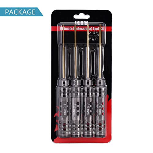 INJORA RC Tool 4PCS HSS 1.5mm 2mm 2.5mm 3mm Hex Screwdriver Repair Tool Kit for RC Model Car Boat Airplane Quadcopter