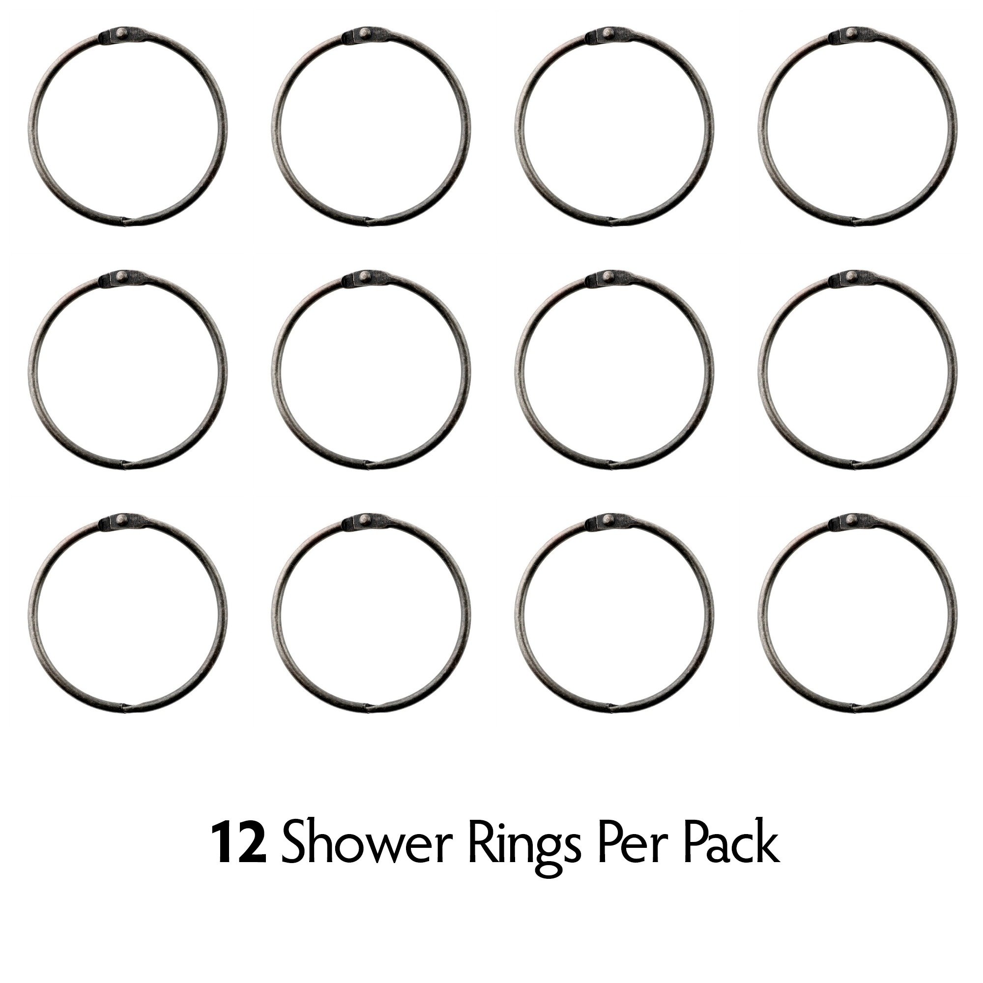 SlipX Solutions Simple Slide Shower Curtain Rings Provide Effortless Gliding on Standard Shower Rods (Rust Resistant, Snap Closure) (12, Oil Rubbed Bronze)