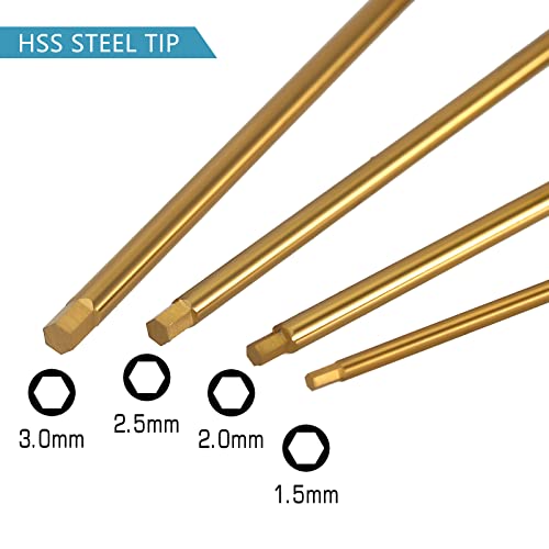 INJORA RC Tool 4PCS HSS 1.5mm 2mm 2.5mm 3mm Hex Screwdriver Repair Tool Kit for RC Model Car Boat Airplane Quadcopter