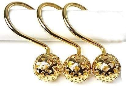 12 Count Gold Shower Curtain Rings Hooks Easy Roller Ball Shower Curtain Rings Hooks