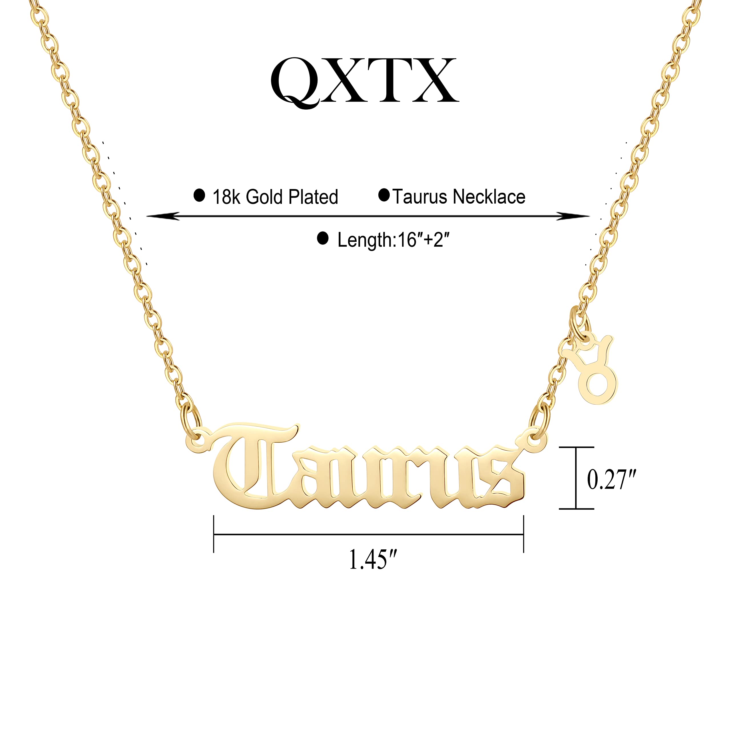 QXTX Taurus Necklace,Taurus Necklace for Women,Zodiac Necklace,Horoscope Constellations Necklace(Gold,Taurus)