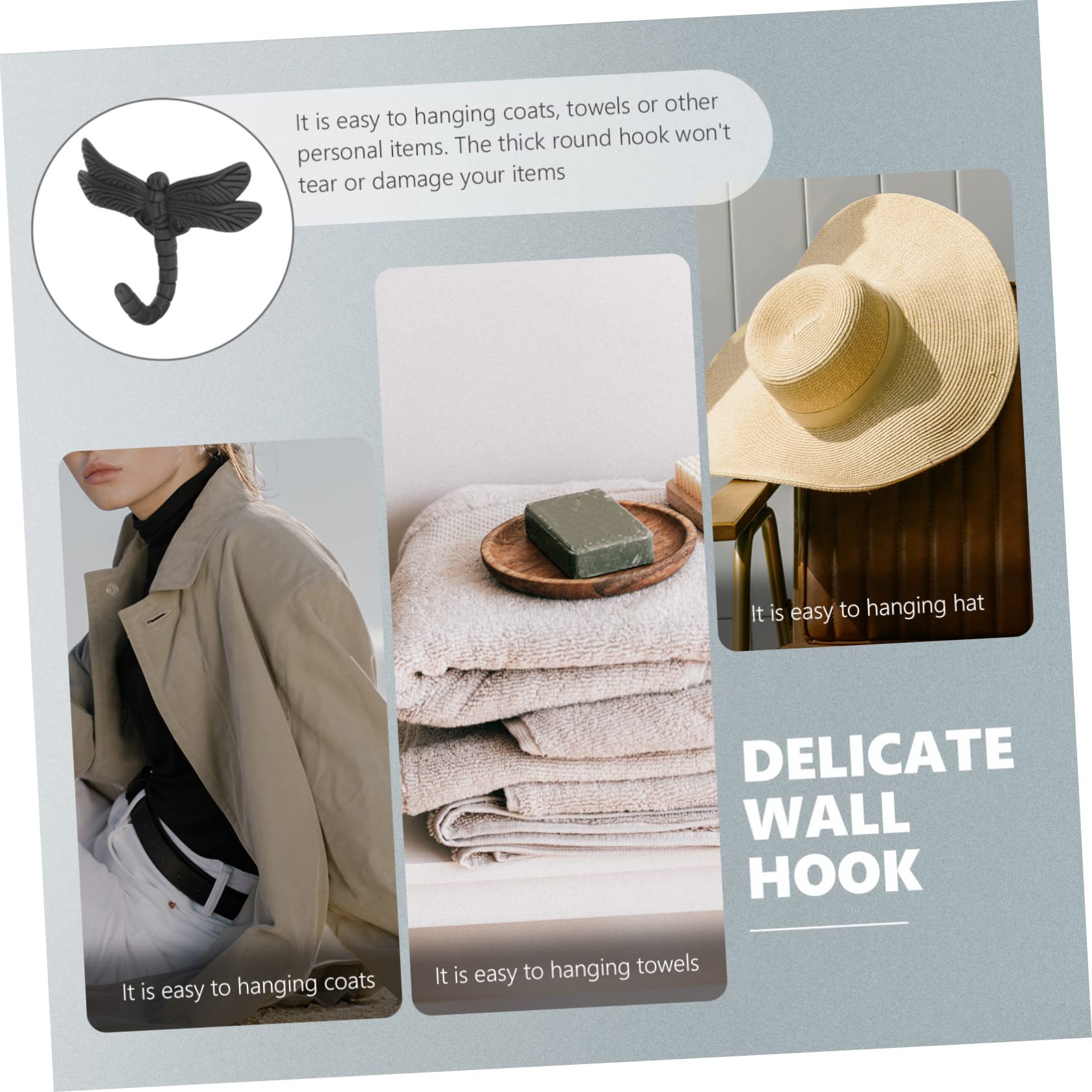 Cabilock Retro Dragonfly Shape Hook Coat Hat Key Hanger Iron Cast Craft Home Decorative Wall Hook