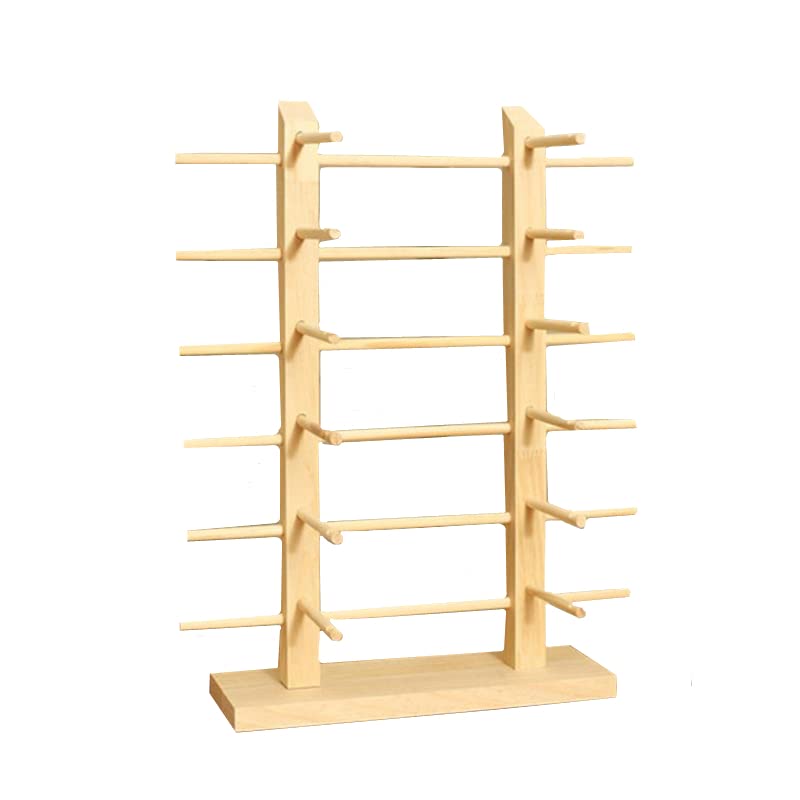 TANG SONG 1 PCS Solid Wood Glass Display Holder Sunglass Display Holder Wood Glass Display Rack Double Linen Glass Showcase (Double Row 12 Pairs)