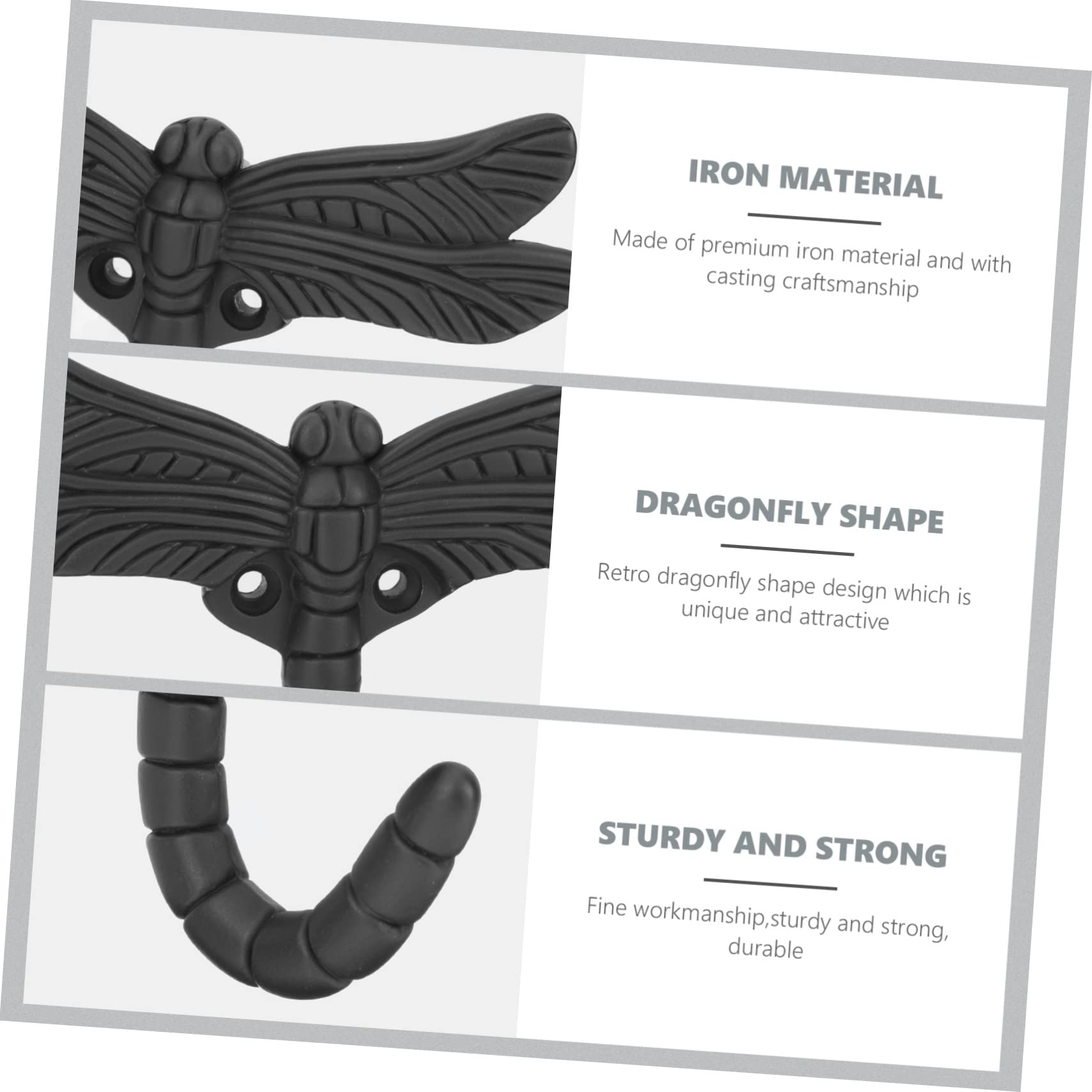 Cabilock Retro Dragonfly Shape Hook Coat Hat Key Hanger Iron Cast Craft Home Decorative Wall Hook