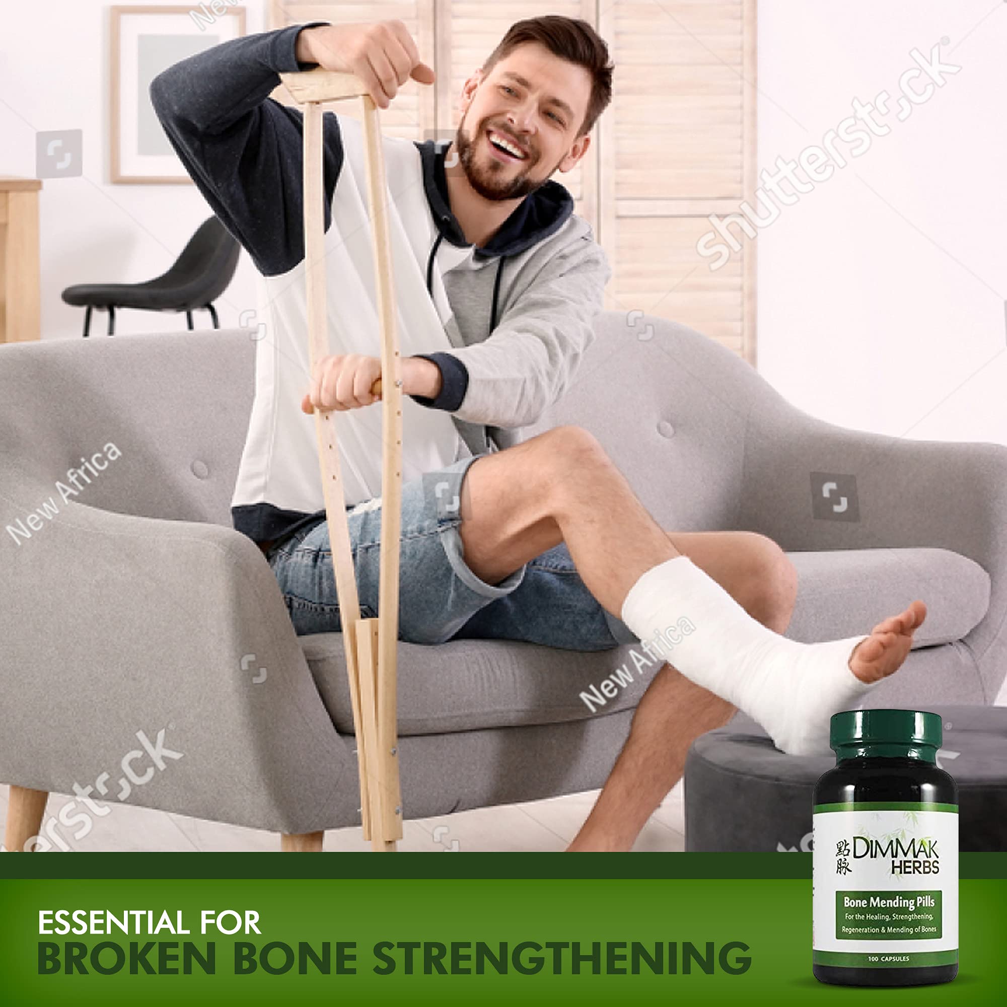 Certified Organic Bone Mending Pills by Dimmak Herbs, Bone Fracture Healing Supplement, Bone Strengthening Pills, Chinese Medicine Herbs - 100 caps 500mg
