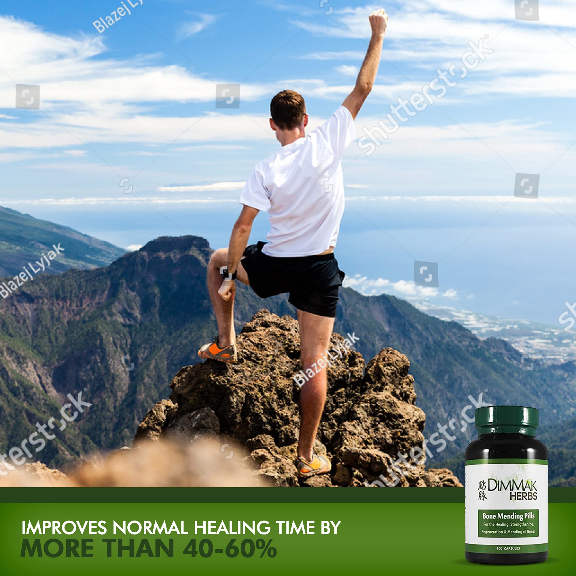 Certified Organic Bone Mending Pills by Dimmak Herbs, Bone Fracture Healing Supplement, Bone Strengthening Pills, Chinese Medicine Herbs - 100 caps 500mg