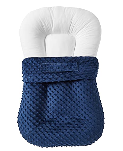 Removable Slipcover for Newborn Lounger, Super Soft Premium Minky Dot Baby Lounger Cover Fit for 29 x 17 x 4 inches Infant Padded Lounger, Ultra Comfortable, Safe for Babies Small Size (Estate Blue)