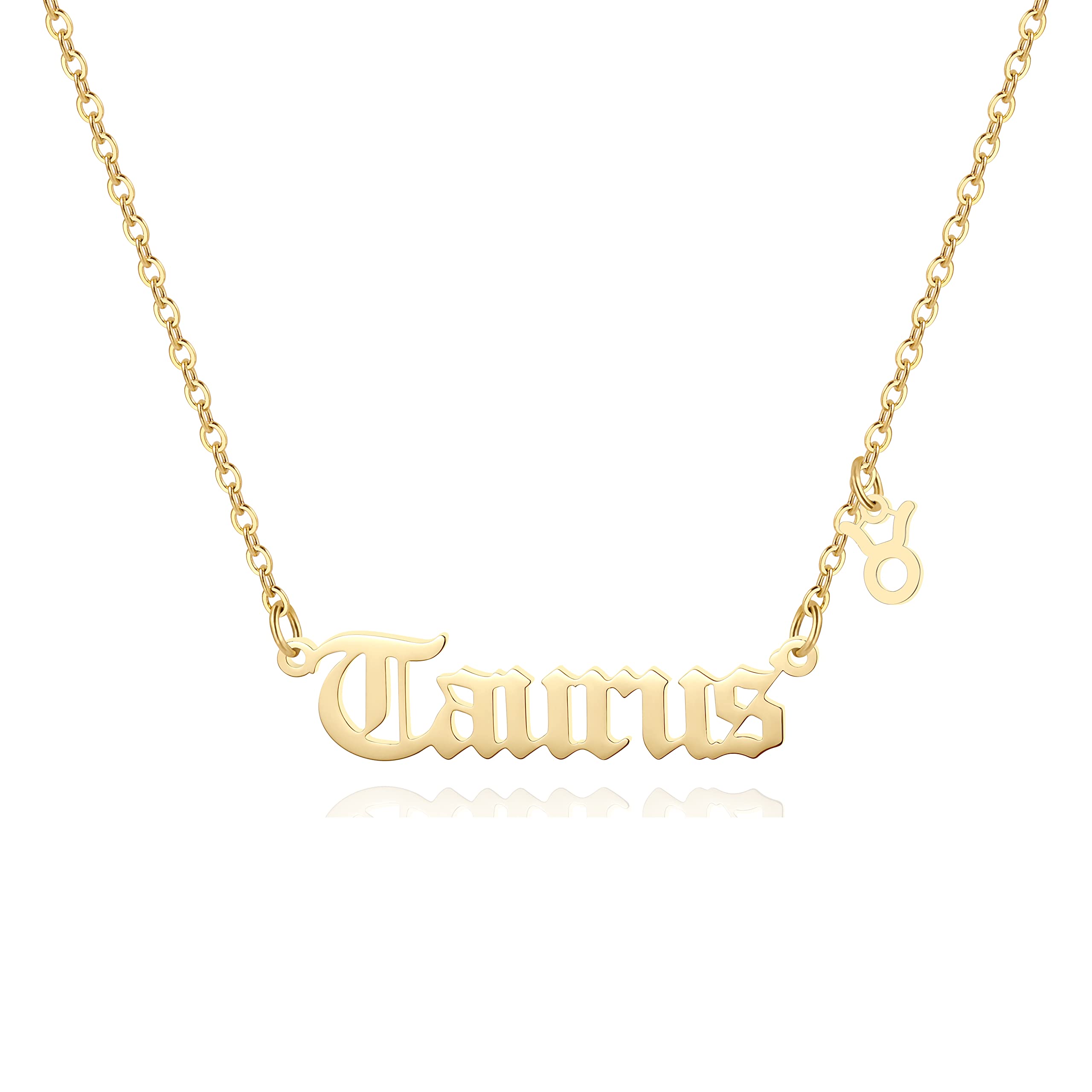 QXTX Taurus Necklace,Taurus Necklace for Women,Zodiac Necklace,Horoscope Constellations Necklace(Gold,Taurus)