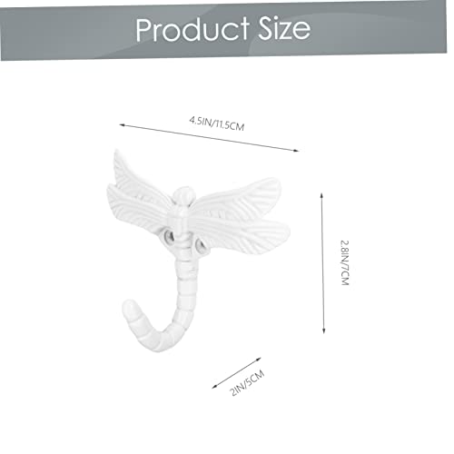 Cabilock 3 Sets Dragonfly Hook Cartoon Wall Hook Coat Hanger Animal Wall Hooks Dragon Fly Coat Hook Decorative Coat Hook Outdoor Decor Key Hanging Hook Hang Towel Clothes Wrought Iron White