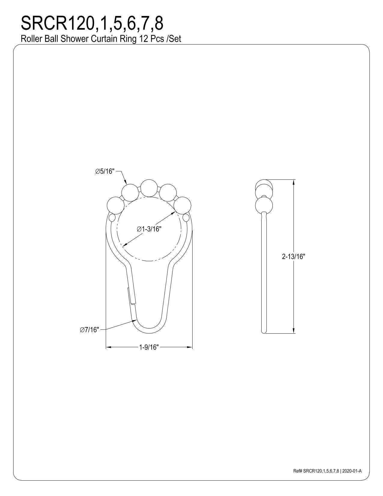 Kingston Brass SRCR125 Roller Ball Shower Curtain Rings, Oil Rubbed Bronze, 2.81 x 1.56 x 0.31 (12Pcs/Set)