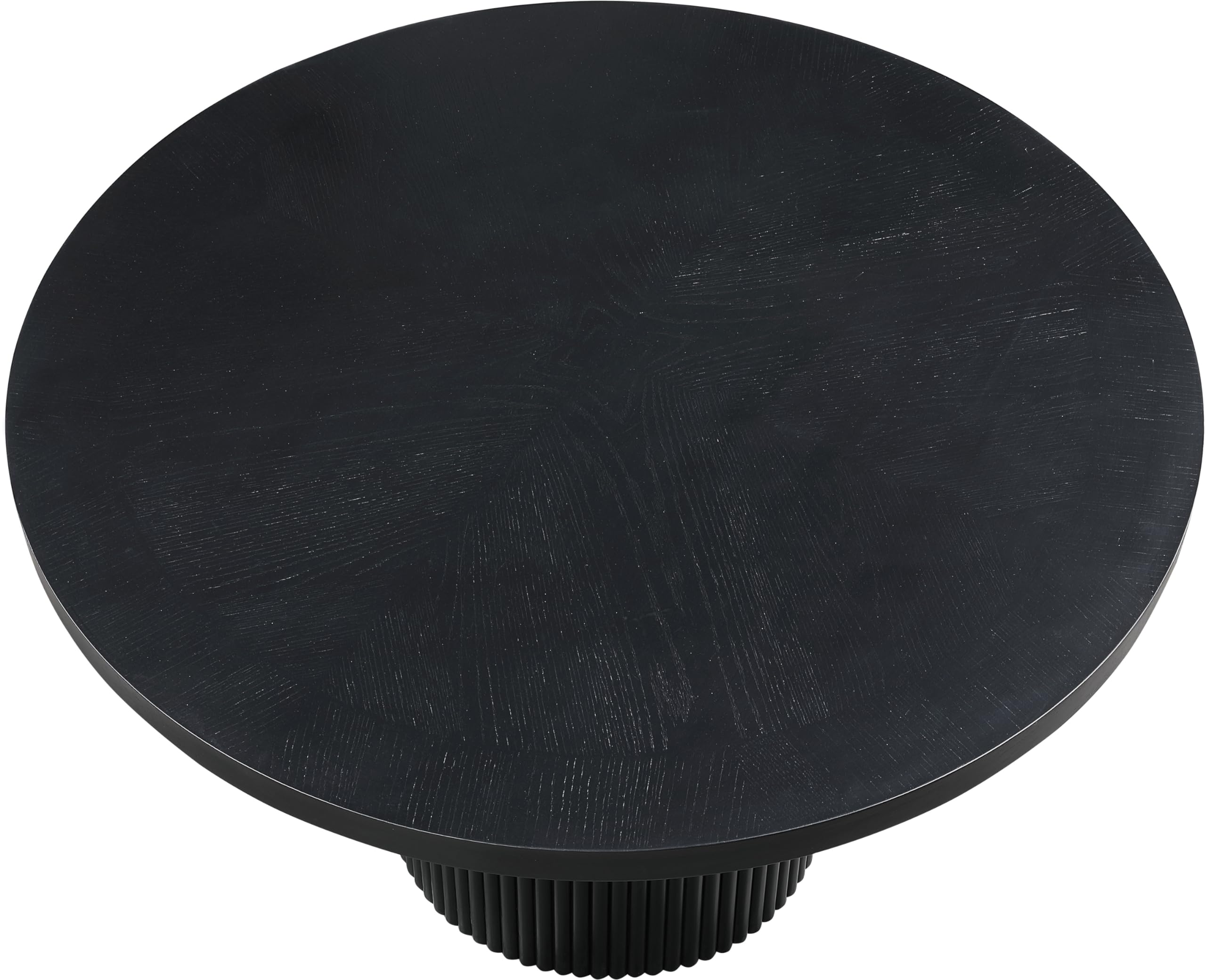Meridian Furniture 728Black-T Belinda Collection Mid-Century Modern Dining Table, Solid Wood Base, Black Finish Oak Wood Veneer MDF Top, Round Top, Fluted Base, 48" W x 48" D x 31" H, Black