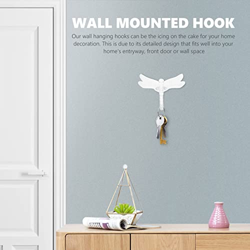 Cabilock 3 Sets Dragonfly Hook Cartoon Wall Hook Coat Hanger Animal Wall Hooks Dragon Fly Coat Hook Decorative Coat Hook Outdoor Decor Key Hanging Hook Hang Towel Clothes Wrought Iron White