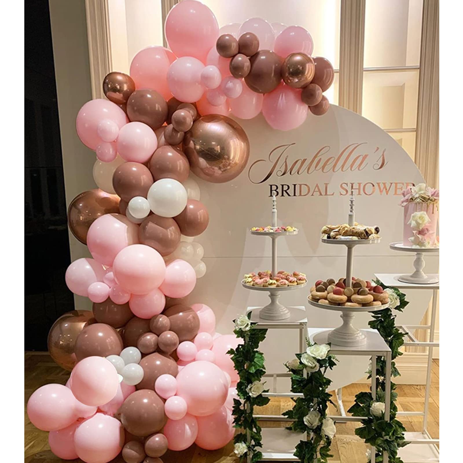 Pateeha Dusty Pink Balloon Arch Garland Kit 135 Pcs Dusty Rose Gold Balloon Garland Double Stuffed Baby Pink White Balloons for Birthday Baby Shower Mothers Day Decorations