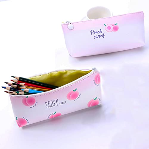 Fabric Pencil Pouch For Girls Pencil Bags With Zipper For Cute School Large Pencil Case ,For Women Teens Girls Adults Student Big Capacity Grid Pencil Case For Teen Girls (A-Peach pencil case)