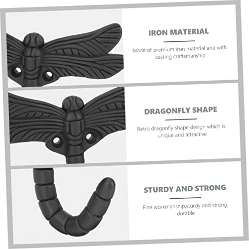 Cabilock 2 Sets Dragonfly Hook Metal Bag Hook Single Coat Hanger Decorative Wall Hangers Robe Towel Hook hat Rack Heavy Duty Clothes Hanger Dragonfly Hanger Wrought Iron Hanger Rack Cartoon