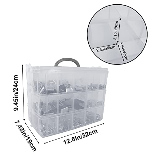 lukar 3-Tier Stackable Storage Container with 30 Adjustable Compartments-Craft Storage Craft Organizers and Storage Bead Organizer Box Art Supply Organizer