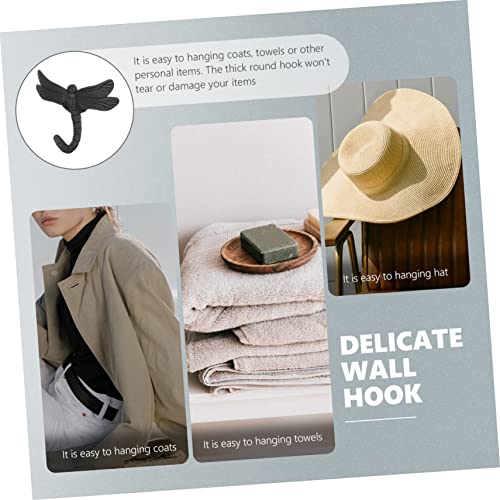 Cabilock 2 Sets Dragonfly Hook Metal Bag Hook Single Coat Hanger Decorative Wall Hangers Robe Towel Hook hat Rack Heavy Duty Clothes Hanger Dragonfly Hanger Wrought Iron Hanger Rack Cartoon