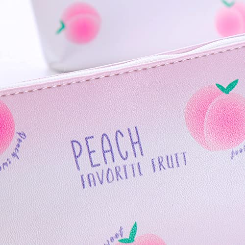 Fabric Pencil Pouch For Girls Pencil Bags With Zipper For Cute School Large Pencil Case ,For Women Teens Girls Adults Student Big Capacity Grid Pencil Case For Teen Girls (A-Peach pencil case)