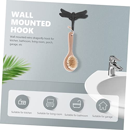 Cabilock 2 Sets Dragonfly Hook Metal Bag Hook Single Coat Hanger Decorative Wall Hangers Robe Towel Hook hat Rack Heavy Duty Clothes Hanger Dragonfly Hanger Wrought Iron Hanger Rack Cartoon