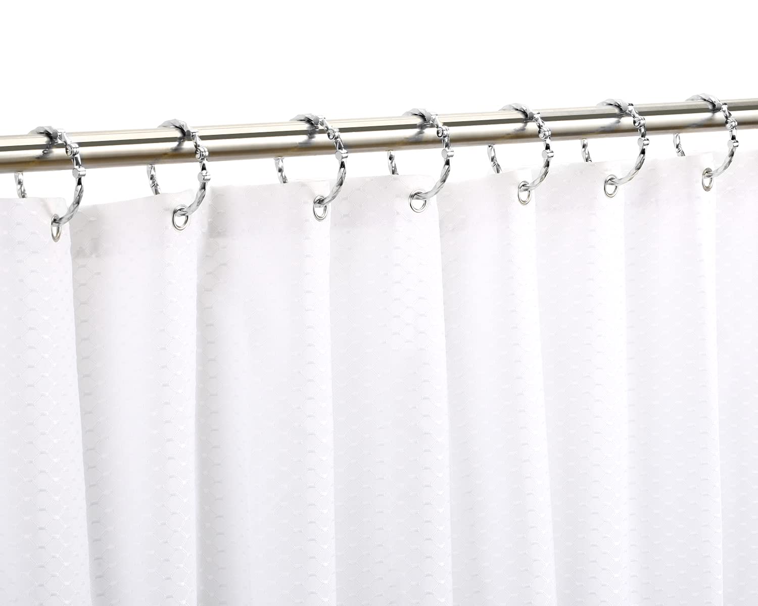 CHICTIE Chrome Shower Curtain Rings, Silver Rustproof Decorative Shower Hooks, Set of 12 Premium Metal Shower Rings Hangers HK5# Circle Ring Design