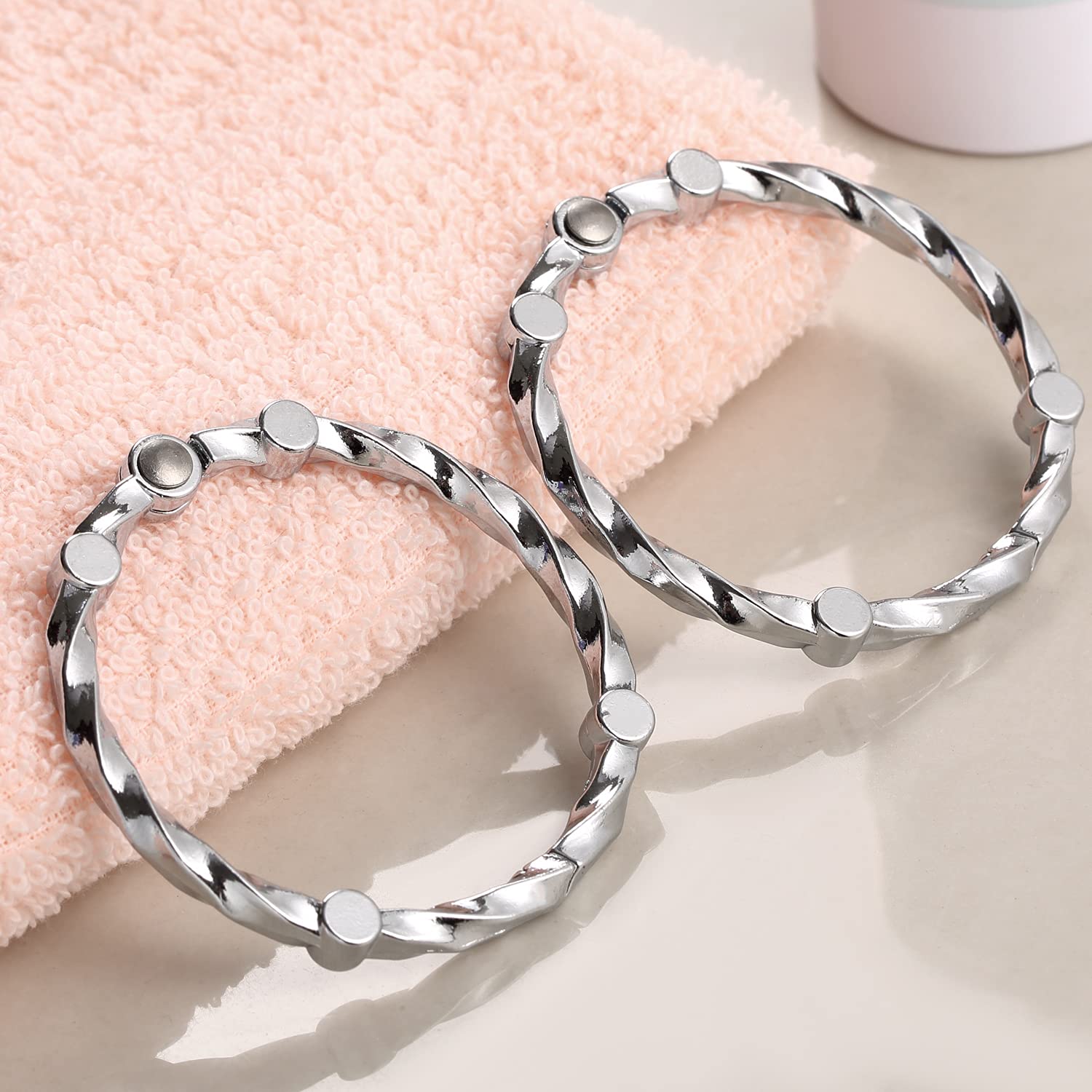 CHICTIE Chrome Shower Curtain Rings, Silver Rustproof Decorative Shower Hooks, Set of 12 Premium Metal Shower Rings Hangers HK5# Circle Ring Design
