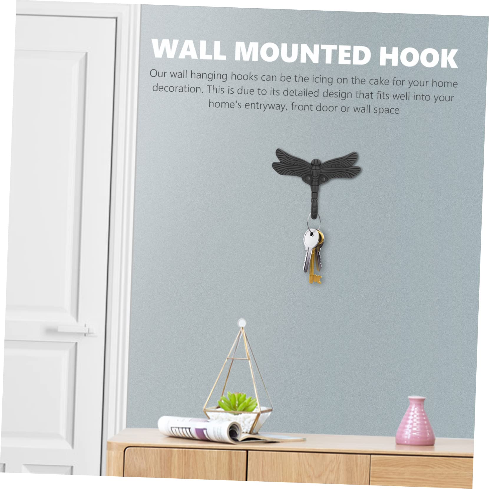 Cabilock 5 Sets Dragonfly Hook Wall Mounted Key Holder Outdoor Decor Plain Hats Bag Wall Door Hooks Robe Hooks Dragonfly Key Hanger Retro Wall Hanger Dragonfly Hanger Jacket Bath Towel