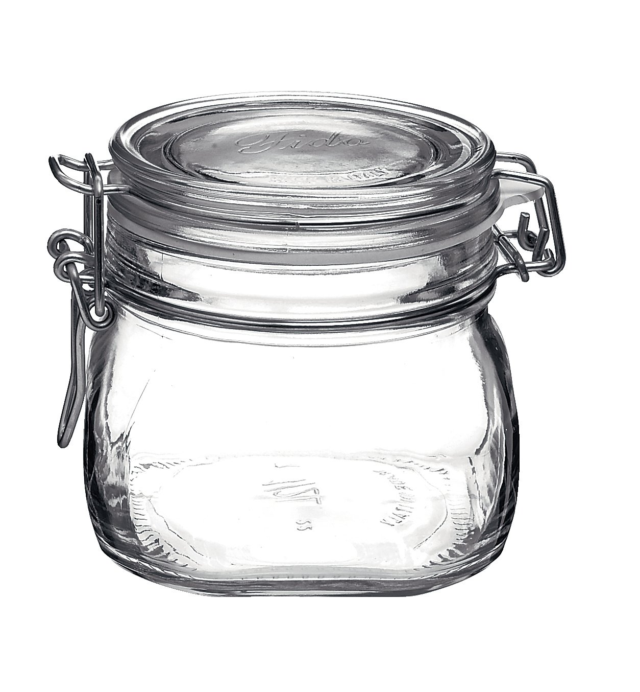 Bormioli Rocco Fido Square Jar with Clear Lid, 17-1/2-Ounce, Set of 2