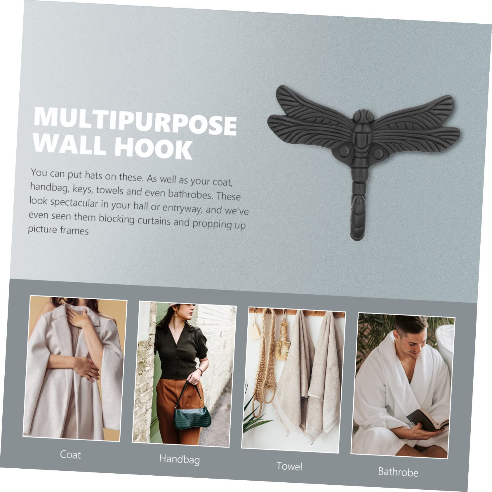 Cabilock 5 Sets Dragonfly Hook Wall Mounted Key Holder Outdoor Decor Plain Hats Bag Wall Door Hooks Robe Hooks Dragonfly Key Hanger Retro Wall Hanger Dragonfly Hanger Jacket Bath Towel