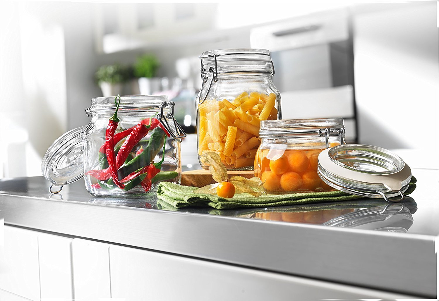 Bormioli Rocco Fido Square Jar with Clear Lid, 17-1/2-Ounce, Set of 2
