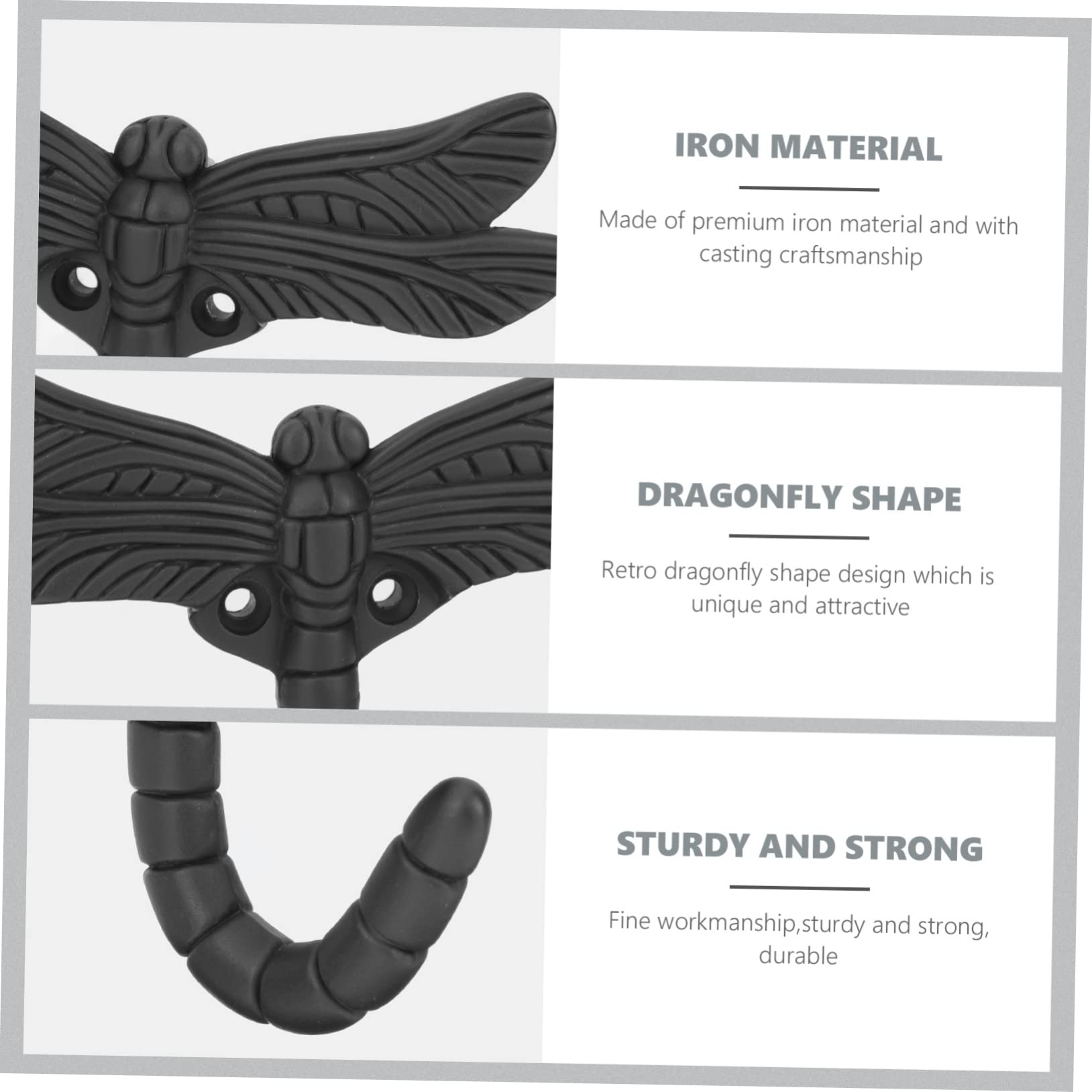 Cabilock 5 Sets Dragonfly Hook Wall Mounted Key Holder Outdoor Decor Plain Hats Bag Wall Door Hooks Robe Hooks Dragonfly Key Hanger Retro Wall Hanger Dragonfly Hanger Jacket Bath Towel