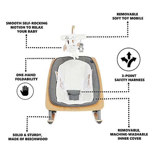 Evolur Tory 2-in-1 Rocker & Chair in Gray, Normal, Mentioned in The Attached Sheet