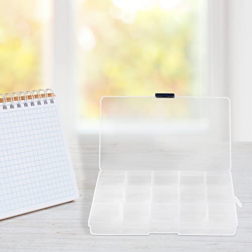 ZEONHEI 32 Pack 15 Grids Plastic Jewelry Organizer Box, Transparent Plastic Bead Storage Organizer Box with Adjusatble Dividers for Beads Earrings Rings Jewelry
