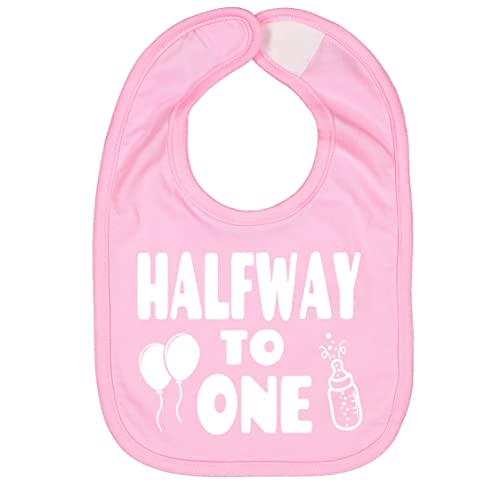 Handmade Cute Baby Boy Girl Half Birthday Bibs - Halfway To One (Pink)