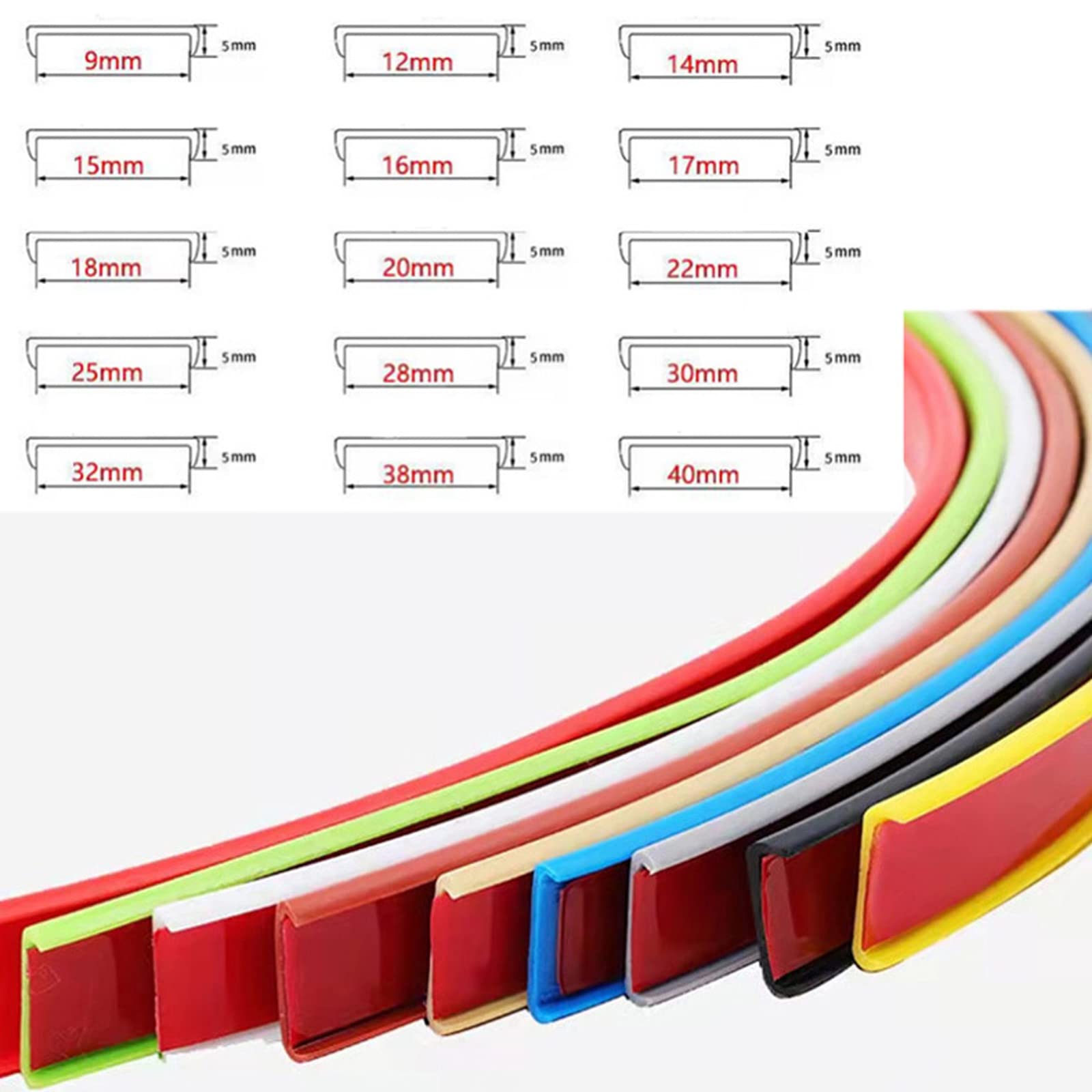 LKYJD 4m U Shape Veneer Edge Banding Strip, Self Adhesive Wood Edging Veneer Tape, Kitchen Worktop Edging Protectors Joining Strip, Edging Trim Sealing Strip, Tables and Chairs, Cabinets(Red-18mm)