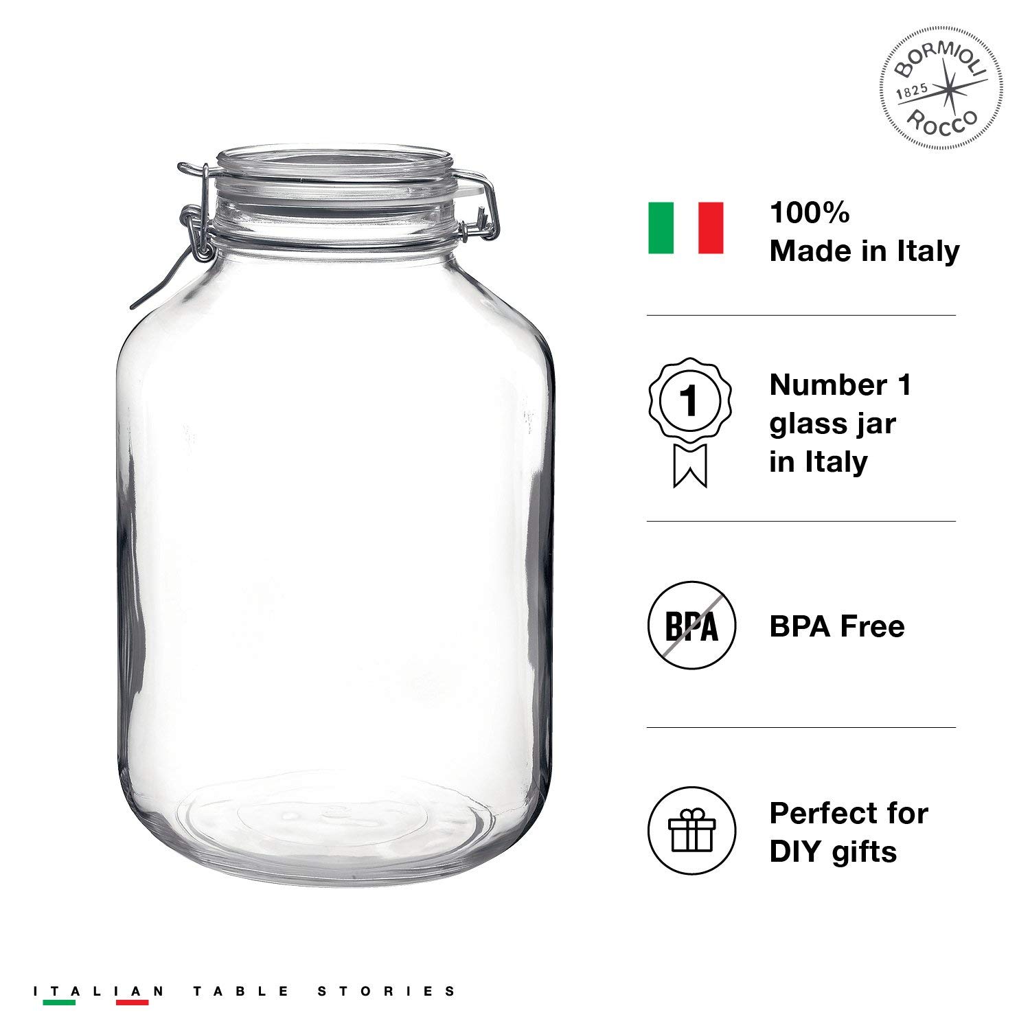 Bormioli Rocco Fido Glass Canning Jar Italian - 4 Liter, SYNCHKG014693