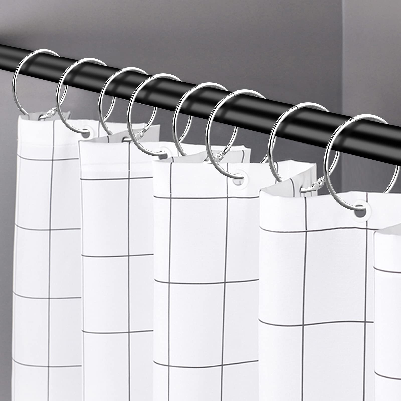 24 Pack Shower Curtain Rings, Rustproof Decorative Shower Curtain Hooks Metal Round Shower Ring Hooks for Bathroom Shower Rod (Stainless Steel)
