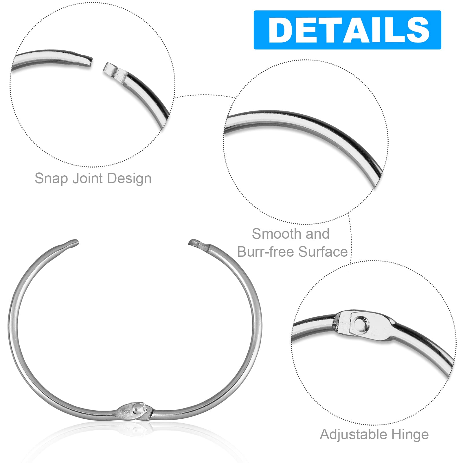 24 Pack Shower Curtain Rings, Rustproof Decorative Shower Curtain Hooks Metal Round Shower Ring Hooks for Bathroom Shower Rod (Stainless Steel)