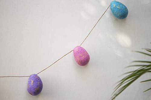 De Kulture Handmade Premium Wool Felt Easter Stuffed Egg Garland Eco Friendly Eastertide Wall Hanging Home Office Wedding Party Holiday Decoration Banner |48 Inch